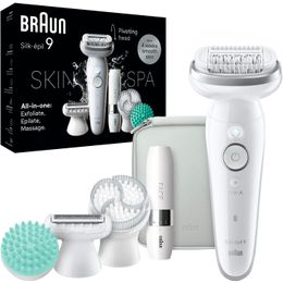 Braun Damen Epilierer "Silk-épil SkinSpa 9 9-381", silber, Epilierer, Ganzkörper Beautyset mit Mini Rasierer für das Gesicht