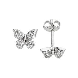 Jobo Damen Paar Ohrstecker "Schmetterling", Silber 925 (Sterlingsilber), silber, Silber 925 (Sterlingsilber), Ohrringe, 925 Silber mit 28 Zirkonia