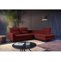 Ecksofa Alina, B:286cm H:127cm T:228cm, rot, Struktur fein TCM (100% Polyester), Wohnzimmer, Sofas, "Louis", Breite 286 cm, R&uuml;ckenlehnenverstellung,