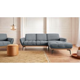 Ecksofa, B:245cm H:87cm T:185cm, blau, exxpo - SOFA FASHION, Webstoff Premium: 67% Polyester, 33% Baumwolle;Webstoff: 100% Polyester;Velours: 100%