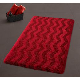 Badematte Kleine Wolke, H:20mm, rot, Polyacryl, Badematten, "&raquo;Zack&laquo;, Badvorleger, Badezimmer Teppich", Badteppich, modernes Zickzack Design, Ton in