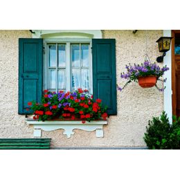 papermoon Fototapete "Bavarian Window", B/L: 3,5m x 2,6m, Bahnen: 7 Stk., bunt, Tapeten