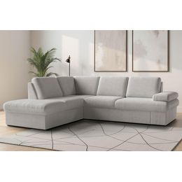 Sit & More Ecksofa SIT & MORE, B:238cm H:82cm T:202cm, grau, 100% Polyester, Sofas, "Moreno L-Form, B: 238 cm", mit Armteilverstellung, optional Bettfunktion