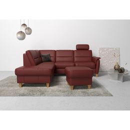 Ecksofa Home Affaire, B:236cm H:89cm T:212cm, rot, Luxus-Microfaser (100% Polyester);Struktur (100% Polyester);Luxus-Microfaser in Lederoptik (100%