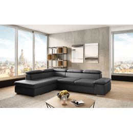 Sit & More Ecksofa SIT & MORE, B:272cm H:73cm T:226cm, schwarz, NaturLEDER, Wohnzimmer, Sofas, "Valentine L-Form, B: 272 cm", mit Arm- & Kopfteilverstellung,