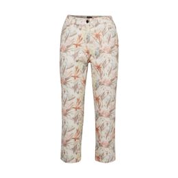 GOLDNER Damen Chinos "Kurzgröße Druckhose mit ausgefallenem Blumenmuster"weiß, gemustert, Gr. 27, Obermaterial: 68% Baumwolle CO. 29% Polyester PES.
