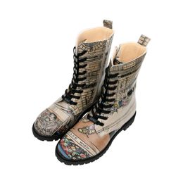 DOGO Damen Schnürboots "Zipsy High-Top Boots Cafe Wien Damen Stiefeletten", Gr. 36, bunt, Lederimitat, Schuhe, Handgefertigt