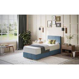 Boxbett Inosign, B:96cm L:208cm, blau, Polyester, Komplettbetten, "Thor mit Bettkasten, inkl. Matratze, Topseller", Topper und Zierkissen, in