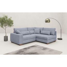 Ecksofa MR. COUCH, B:227cm H:68cm T:190cm, blau, Novaclean Avanti (100% Polyester), Wohnzimmer, Sofas, "Hilla L-Form", Mit Federkern, wahlweise mit
