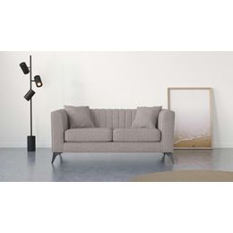 2-Sitzer Home Affaire, B:170cm H:74cm T:86cm, grau, 100% Polyester, Sofas, "MATTHEW elegantes Designsofa, Maße B/T/H: 170/86/74 cm", Steppung im
