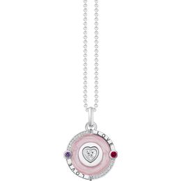 Thomas Sabo Damen Kette mit Anhänger "rosa und herzförmigem Stein", 45, Silber 925 (Sterlingsilber), bunt, Silber 925 (Sterlingsilber), Halsketten,