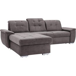 Ecksofa, B:277cm H:92cm T:206cm, grau, exxpo - SOFA FASHION, Wohnzimmer, Sofas, "Derby Inkl. Kopfteilverstellung, wahlw. Bett & Bettkasten, L-Form",