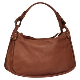 Samantha Look Damen Henkeltasche, braun, Leder, vintage, Taschen, echt Leder, Made in Italy