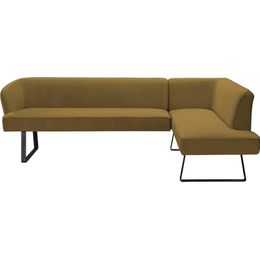 Eckbank, B:270cm H:83cm T:197cm, gelb, exxpo - SOFA FASHION, Esszimmer, Sitzb&auml;nke, "Americano", mit Keder und Metallf&uuml;&szlig;en, Bezug in verschiedenen