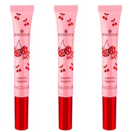 Essence Damen Lipgloss "SO CHERRY happy peptide lipgloss"cherry, cherry baby, Lippen-Kosmetika, Pflegende Formel, ultraglänzendes Finish,