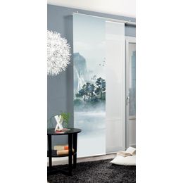 Schiebegardine Home Wohnideen, B:60cm H:245cm, gr&uuml;n, Polyester, Wohnzimmer, Gardinen, "VITNAM LINKS", Schiebewand Seidenoptik, Digitaldruck