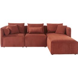 Ecksofa OTTO HOME, B:262cm H:74cm T:172cm, orange, 92% Polyester, 8% Polyamid, Wohnzimmer, Sofas, "Nöre L-Form", 3 Teile, in vielen Bezugsqualitäten