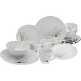 Creatable Kombiservice "Home Magnolie", 16 Stk., beige, Geschirr-Sets, Dekor mit Magnolienbl&uuml;te