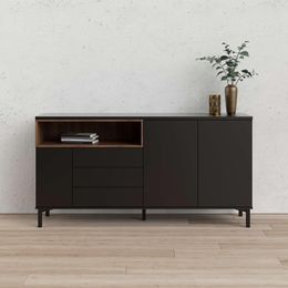 Sideboard Inosign, B:175,7cm H:89,8cm T:48,3cm, schwarz, Spanplatte, Wohnzimmer, Sideboards, "Roommers, Anrichte, Kommode, Stauraum, modern,