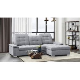 Ecksofa WERK2, B:264cm H:105cm T:170cm, grau, 95% Polyester, 5% Nylon, Wohnzimmer, Sofas, "Carmen, mit Bettfunktion & Bettkasten, optional