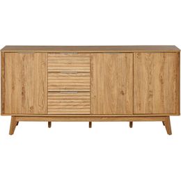 Sideboard Jahnke, B:169,5cm H:80cm T:39,8cmmontana eiche, Holzwerkstoff, Wohnzimmer, Sideboards, "WAVE SB 170", Sideboard, 3 Schubladen + 3 Türen,
