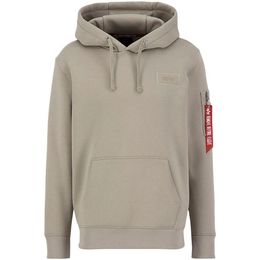 Herren Kapuzensweatshirt "BACK PRINT HOODY", beige, Gr. M, Alpha Industries, bedruckt, angeraute Sweatware, Obermaterial: 80% Baumwolle, 20%