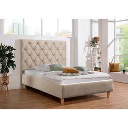 Polsterbett Home Affaire, B:183cm L:210cm, beige, Struktur (100% Polyester);Samtstoff (100% Polyester), Betten, "Sunley 140", Kreuzsteppung,