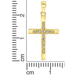 Firetti Damen Kreuzanh&auml;nger "Schmuck Geschenk Gold 375 Halsschmuck Anh&auml;nger Halskette Kreuz", Gelbgold 375, 0,75 g, gold, Gelbgold 375,