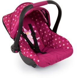 BAYER Jungen Puppen Autositz "rosa/goldfarben Schleife", rot, Kunststoff, Metall, B:34cm H:38cm T:45cm, Puppenausstattungen, mit Dach