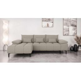 Ecksofa Home Affaire, B:277cm H:91cm T:141cm, beige, 100% Polyester, Wohnzimmer, Sofas, "DROMARA Schlafsofa mit Bettkasten, Maße: B/T/H 277/141/91