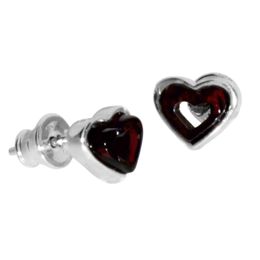 OSTSEE-SCHMUCK Damen Paar Ohrstecker "- Herz - Silber 925/000 - Bernstein", Silber 925 (Sterlingsilber), silber, Silber 925 (Sterlingsilber), Ohrringe