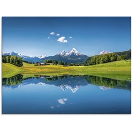 Glasbild Artland, B:60cm H:45cm, blau, Glas, Küche, Bilder, "Landschaft in den Alpen", in verschiedenen Größen