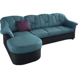 Ecksofa DOMO collection, B:231cm H:84cm T:142cm, schwarz, Kunstleder SOFTLUX / Struktur ( 90% Polyester, 10% Polyacryl );NaturLEDER (echtes