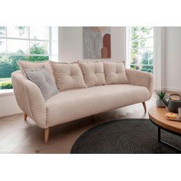 3-Sitzer Home Affaire, B:236cm H:80cm T:103cm, beige, 100% Polyester, Sofas, "Baggio modern und romantisches Design, bequem", Zierkissen inklusive