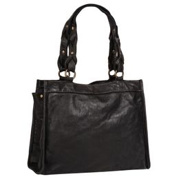 Samantha Look Damen Shopper, schwarz, Leder, vintage, Taschen, echt Leder, Made in Italy
