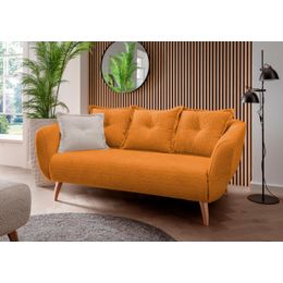 2,5-Sitzer Home Affaire, B:196cm H:80cm T:103cm, gold, 100% Polyester, Sofas, "Baggio modern und romantisches Design, bequem", Zierkissen inklusive