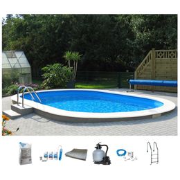 Ovalpool MY POOL BWT, B:360cm H:150cm L:737cm, wei&szlig;, Schwimmbecken, "PREMIUM mit blauer Innenfolie", H&ouml;he 150 cm, in verschiedenen Gr&ouml;&szlig;en