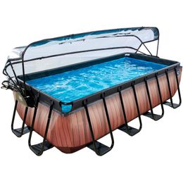 Framepool EXIT, B:200cm H:100cm L:400cm, braun, Schwimmbecken, BxLxH: 200x400x100 cm, mit Abdeckung