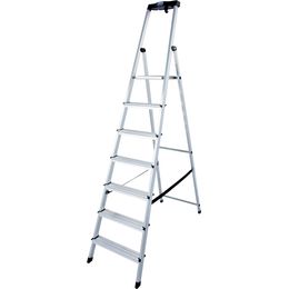 Krause Stehleiter "Safety", B/H/L: 52cm x 11cm x 230cm, grau, Leitern, Aluminium, 1x7 Stufen, Arbeitsh&ouml;he ca. 350 cm