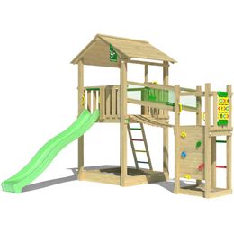 Jungle Gym Jungen Spielturm "Fortress", grün, Holzwerkstoff, B:373cm H:318cm T:397cm, Spieltürme, Spielanlage mit 2 Türmen, Brücke und Rutsche mit