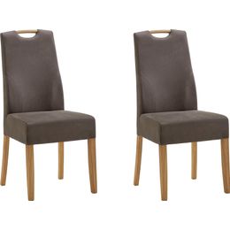 NIEHOFF SITZMÖBEL Esszimmerstuhl, B:45cm H:97cm T:57cm, grau, NIEHOFF SITZMÖBEL, Stühle, "Top Chairs", Griff im Rücken, 2er-Set, Füße und Griff massive Eiche