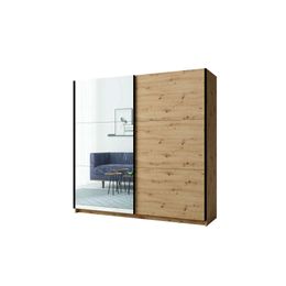 Kleiderschrank Home Affaire, B:200,6cm H:207cm T:61,5cm, beige, Melamin, Schlafzimmer, Schr&auml;nke, "Kleiderschrank Fresno mit 5 Einlegeb&ouml;den, Spiegel