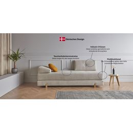 Stapelliege, B:80cm H:82cm L:200cm, braun, INNOVATION LIVING , Daybetten, "Sigmund 579 Eiche-Beine", Daybed mit zwei Federkernmatratzen, Fußteil
