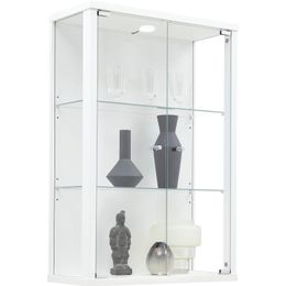 Fif M&ouml;bel Vitrine FIF M&Ouml;BEL, B:56cm H:82cm T:25,2cm, wei&szlig;, Holzwerkstoff, Sicherheitsglas ESG, Wohnzimmer, Schr&auml;nke, "OPTIMA", H&auml;ngevitrine/Glasvitrine 2x