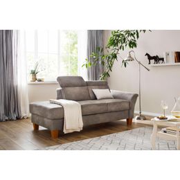 Recamiere Home Affaire, B:194cm H:84cm T:93cm, braun, 100% Polyester, Sofas, "Conville", incl. Kopfteilverstellung, Federkern, wahlweise mit