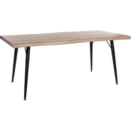 Esstisch Duo Collection, B:180cm H:76cm T:90cm, beige, Wohnzimmer, Tische, "Tailin Tisch Baumkantentisch", Massives Metallgestell, Belastbarkeit bis