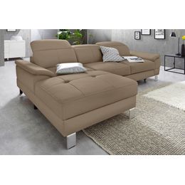 Ecksofa, B:270cm H:94cm T:175cm, braun, exxpo - SOFA FASHION, Kunstleder SOFTLUX;NaturLEDER (echtes Rindsleder) in Sitz und Rücken. Korpus in