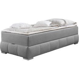 Boxbett OTTO HOME, B:104cm L:204cm, grau, Komplettbetten, "Wehma", ohne Kopfteil, inklusive Topper und Bettkasten