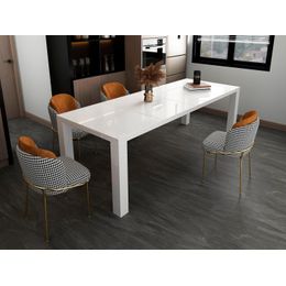 Esstisch Salesfever, B:120cm H:76cm T:80cm, wei&szlig;, Garten, Tische, "Stilvoller Tisch", hochglanz lackiert, ausziehbar