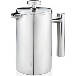 Gefu French Press Kanne "GUSTAVO", 1.000 l, silber, Kaffeemaschinen, einfaches Zubereitung, heißes Servieren von Kaffee und Tee, Edelstahl